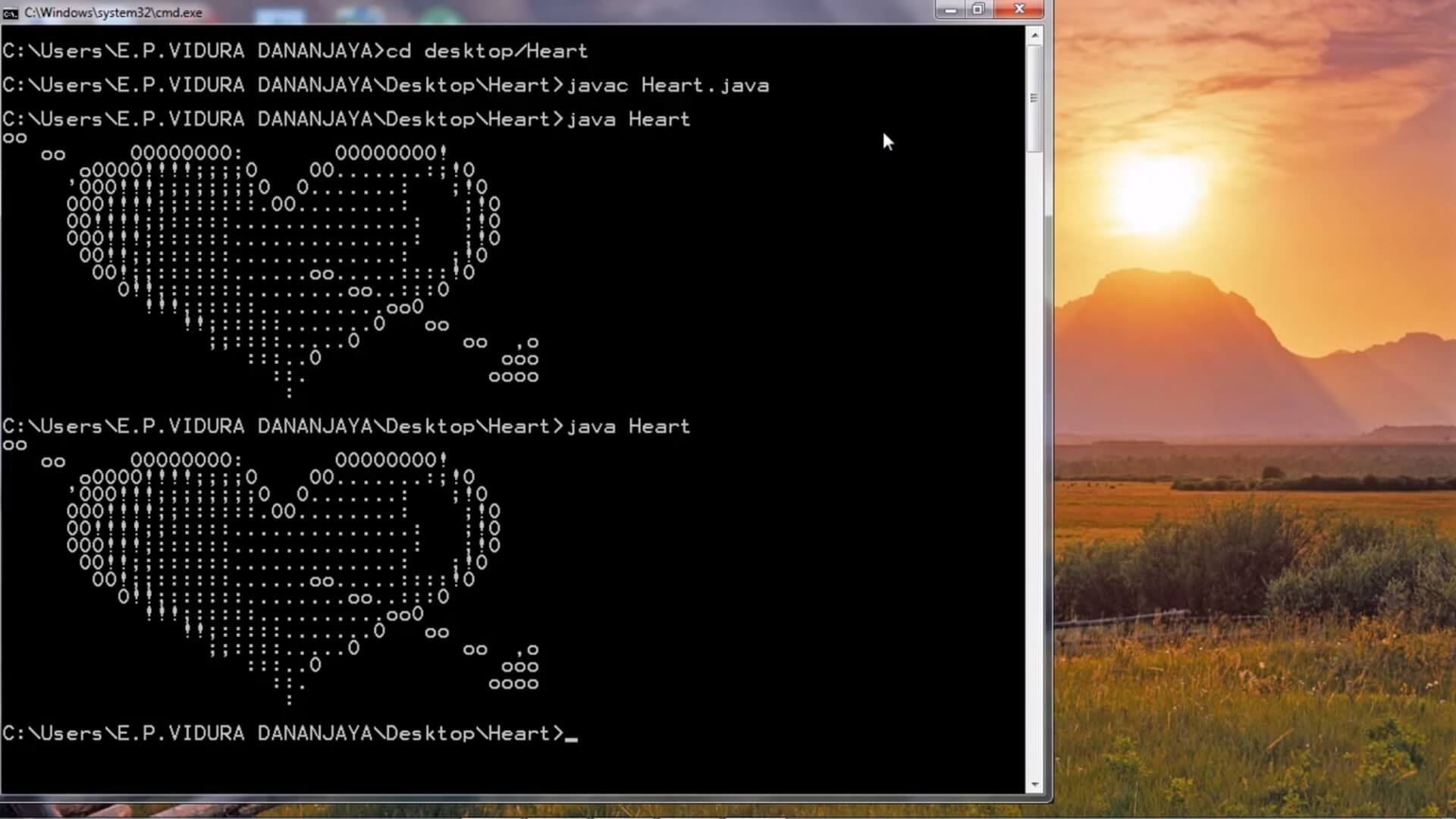 Make Love (Heart) (cmd) animated simple program using java Make Love (Heart) (cmd) animated simple program using java