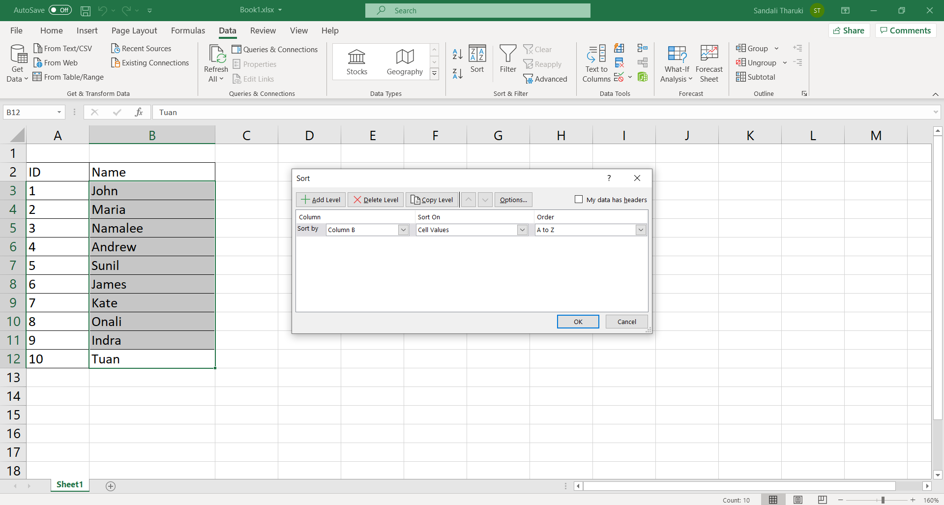 How to alphabetize in Excel using Excel functions and keyboard shortcuts