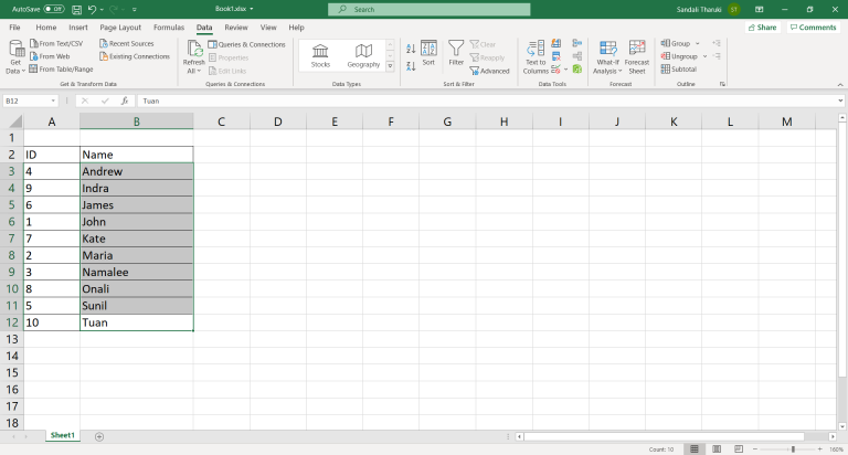 How to alphabetize in Excel using Excel functions and keyboard shortcuts