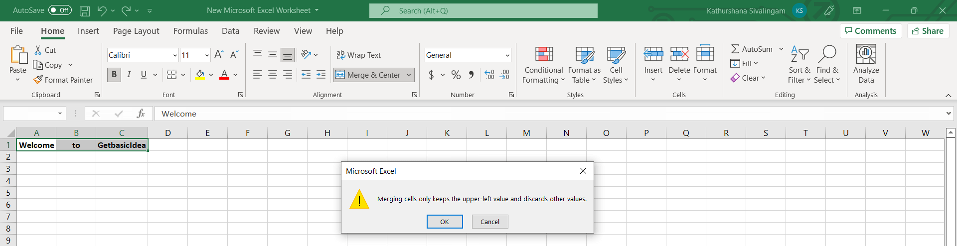 How to Center Across Selection in Excel