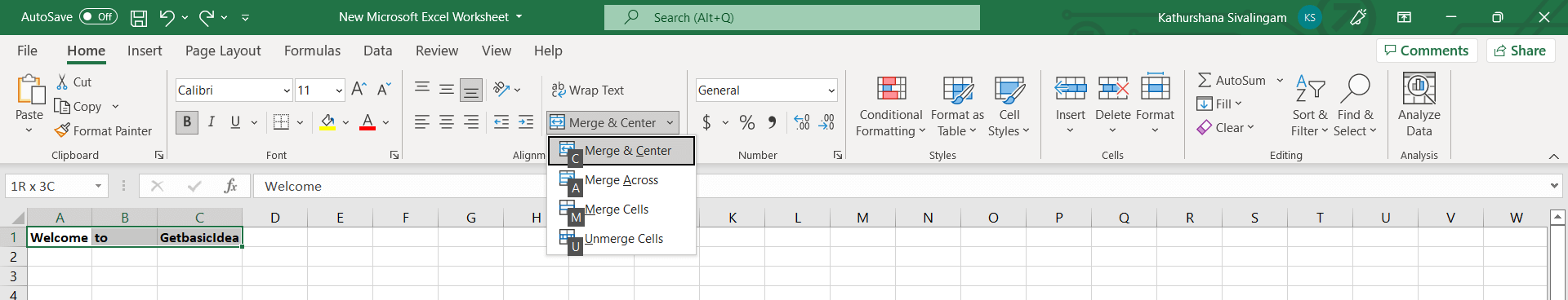 How to Center Across Selection in Excel